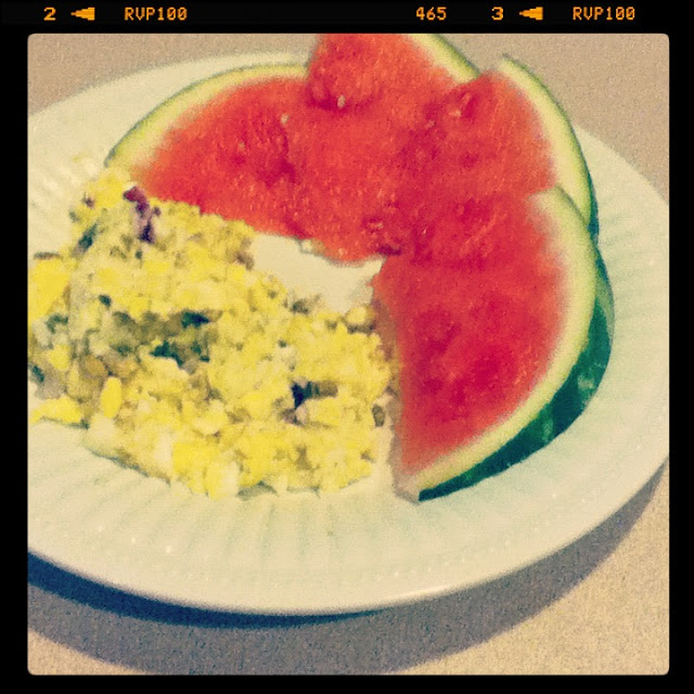 T a y l o r ' s C a f e: delicious scrambled eggs and watermelon