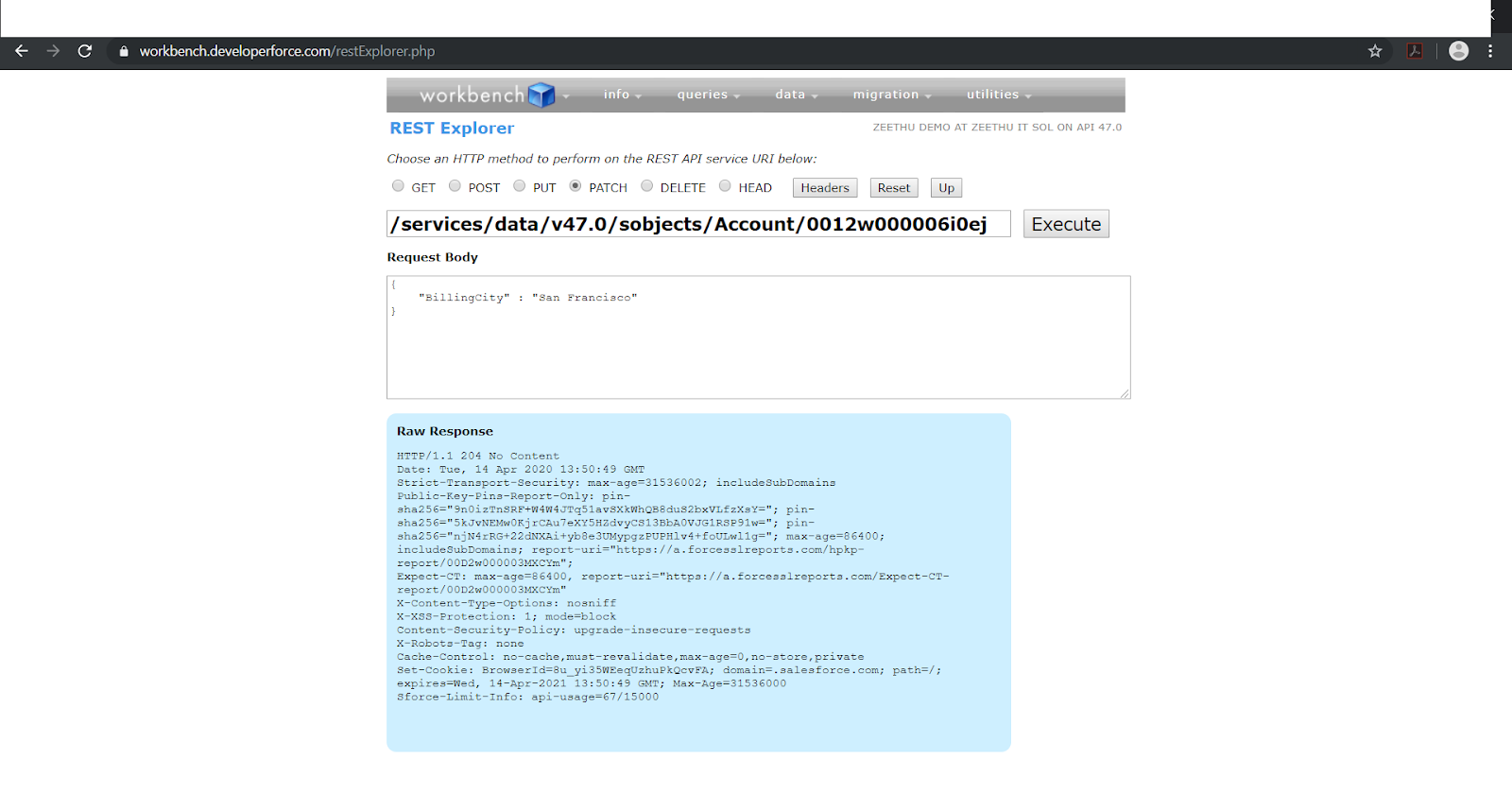 REST API using Workbench