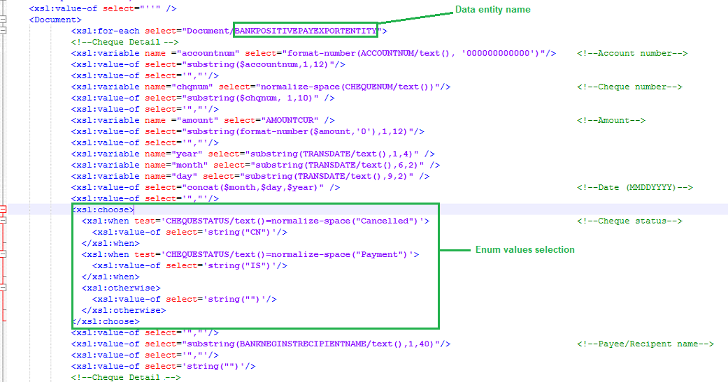 Positive pay file in D365