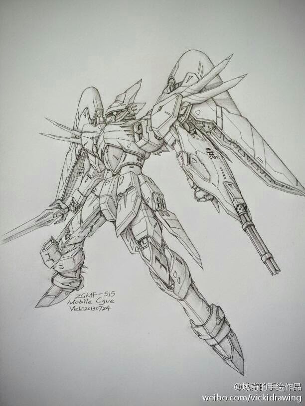 Gundam and Mobile Suit Pencil Drawings by Vicki via PIXIV