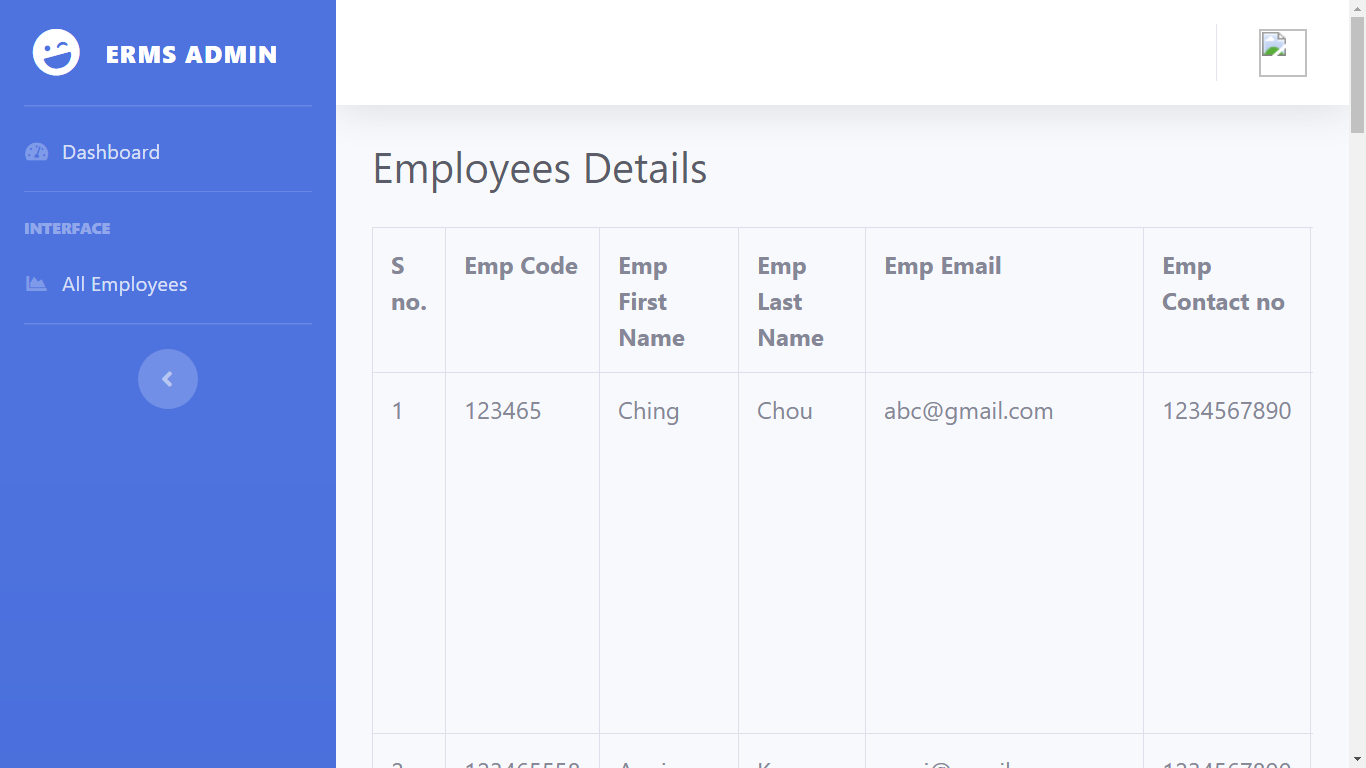 Free Source Code in php mysql Employee Record Management System Project