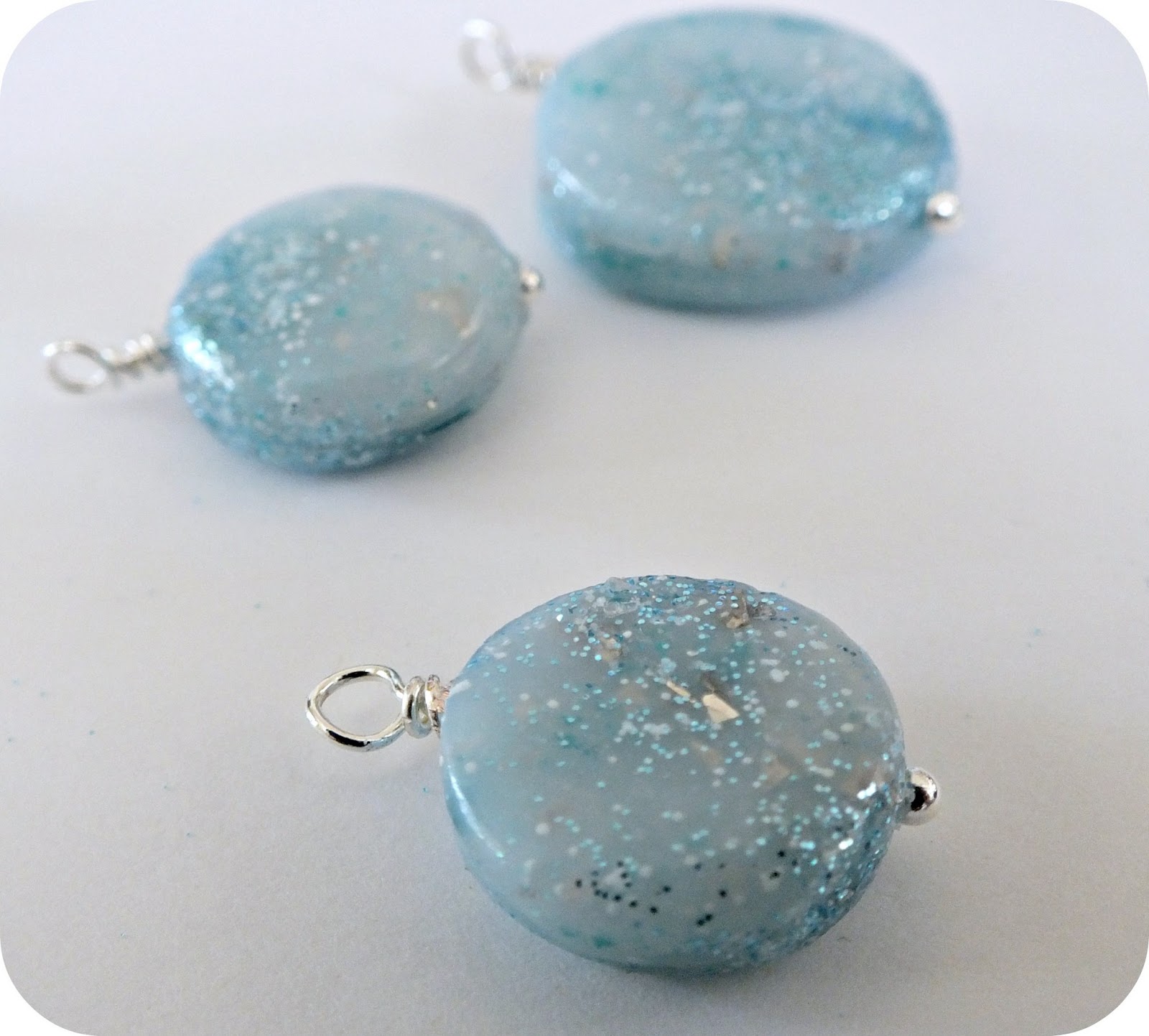 ...Make It With Me: Blue Glitter and Embossing Powder Meet Translucent Fimo