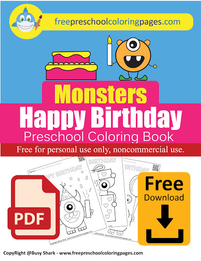 Happy birthday monsters coloring pages