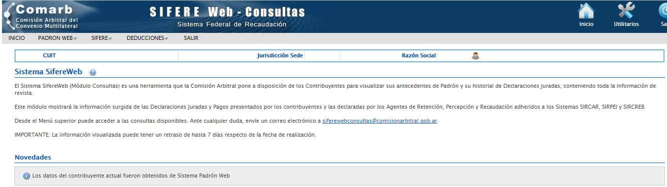 Convenio Multilateral - SIFERE WEB – Consultas. Su implementación. RG 8 ...