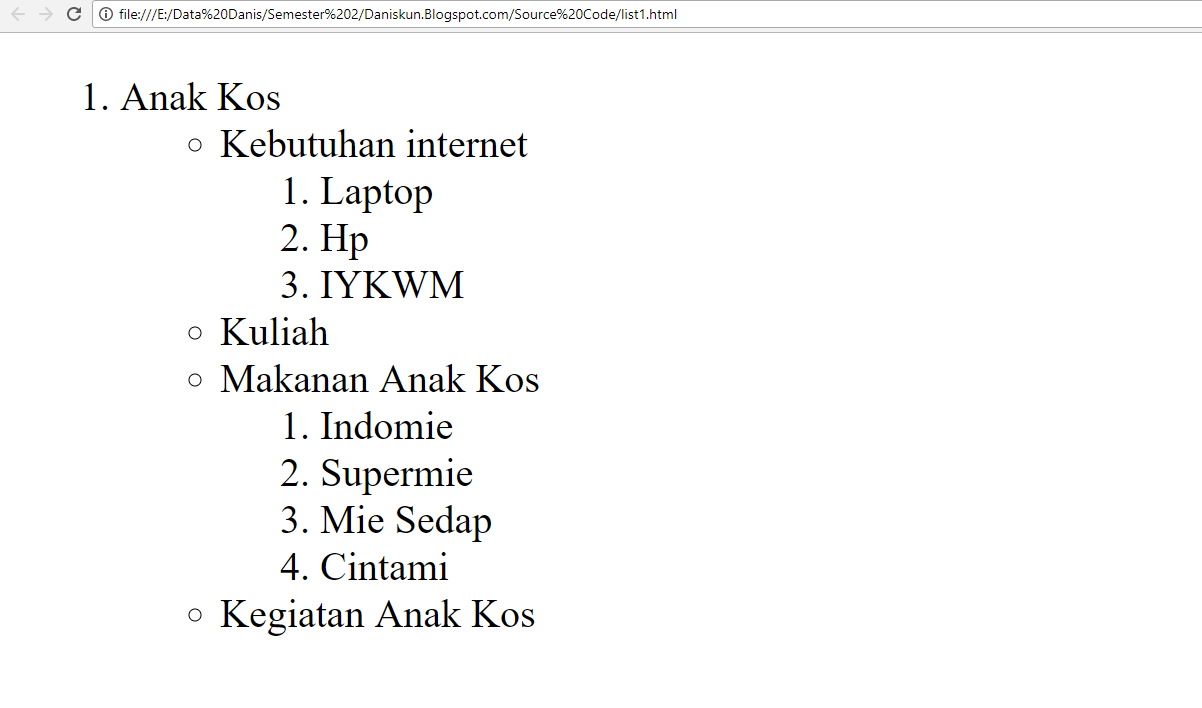 Mengenal HTML Bagian 7 : Pembuatan List Dalam HTML - Rull | Learn and Share