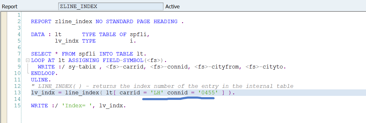 TECHSAP : LINE_INDEX( ) - Returns the index number of an entry ...