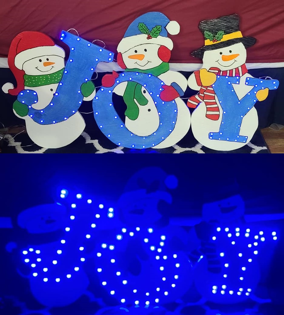 Snowman Lighted Joy Sign $130 With Lights $80 Without | TF Yard Decor