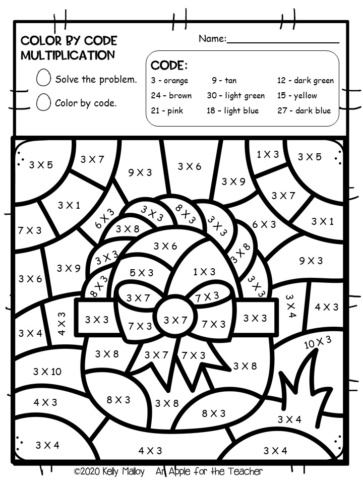 An Apple For The Teacher: Easter Color By Number