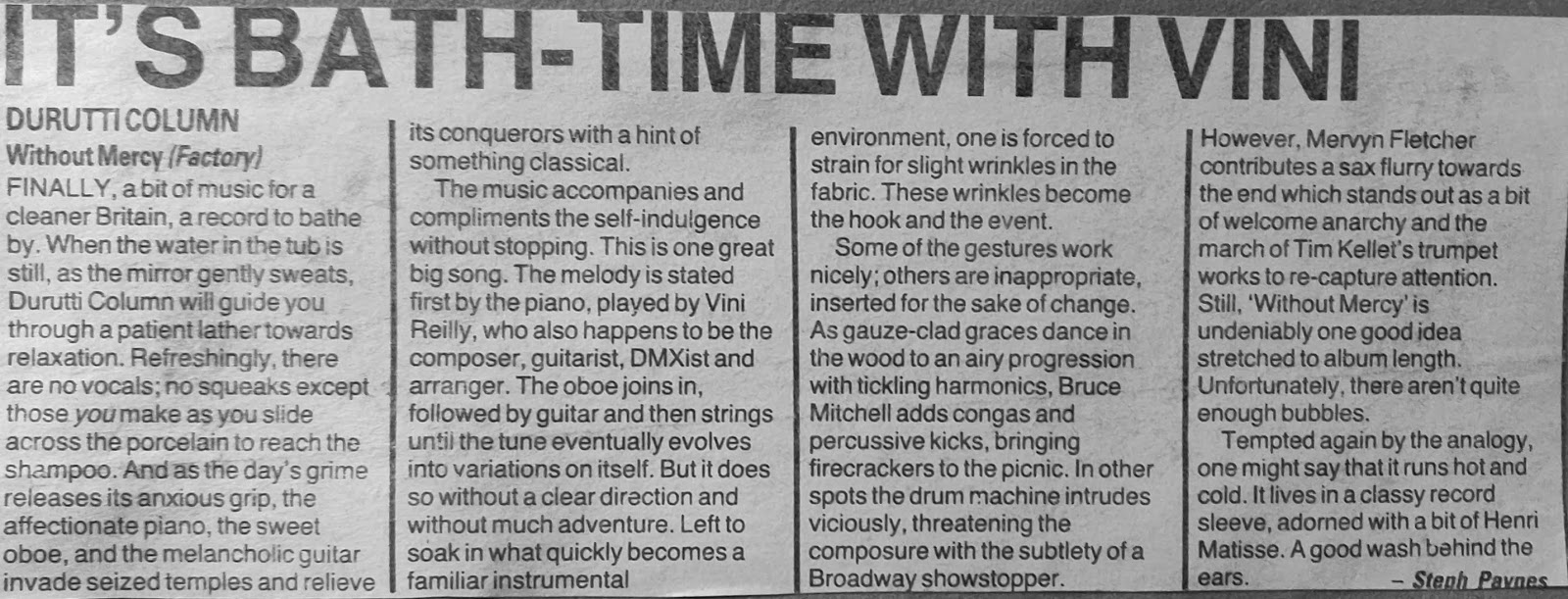 Durutti Column "Without Mercy" Review