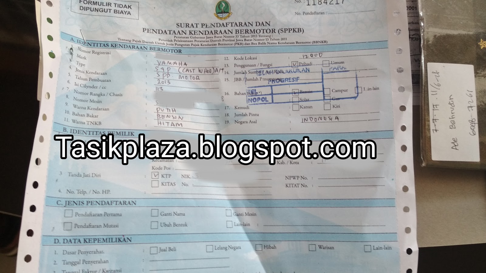 Cara Mutasi Balik nama STNK Motor/Mobil Garut