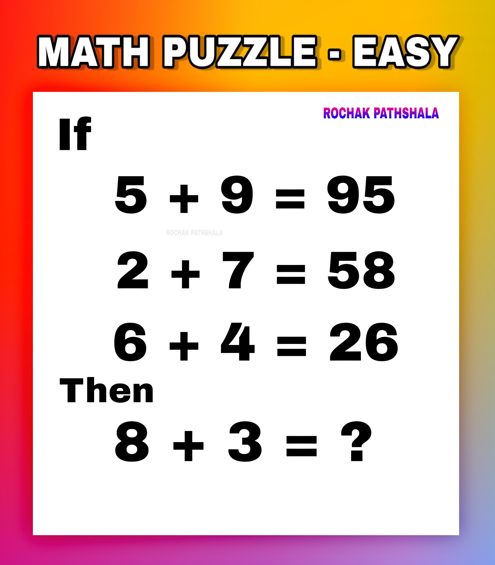 Number puzzle 5 - can you solve this math puzzle - rochak pathshala