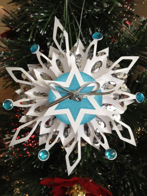 Paper Craft Creations: Icy Turquoise Snowflake Rosette Ornament
