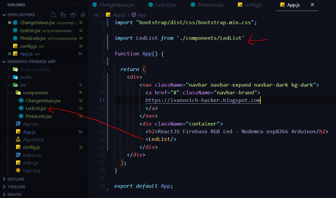 ReactJS Firebase esp8266 Nodemcu Led RGB Frontend - Arduino