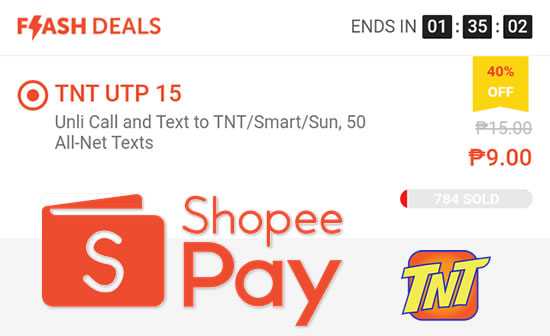 Load/register TNT UTP15 using ShopeePay ₱9 only