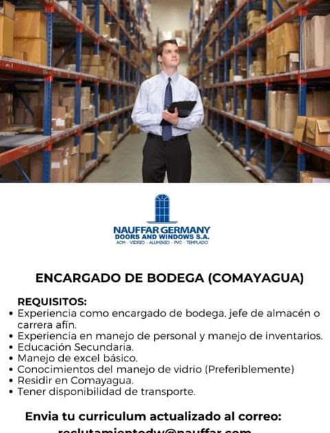Encargado de Bodega - Comayagua