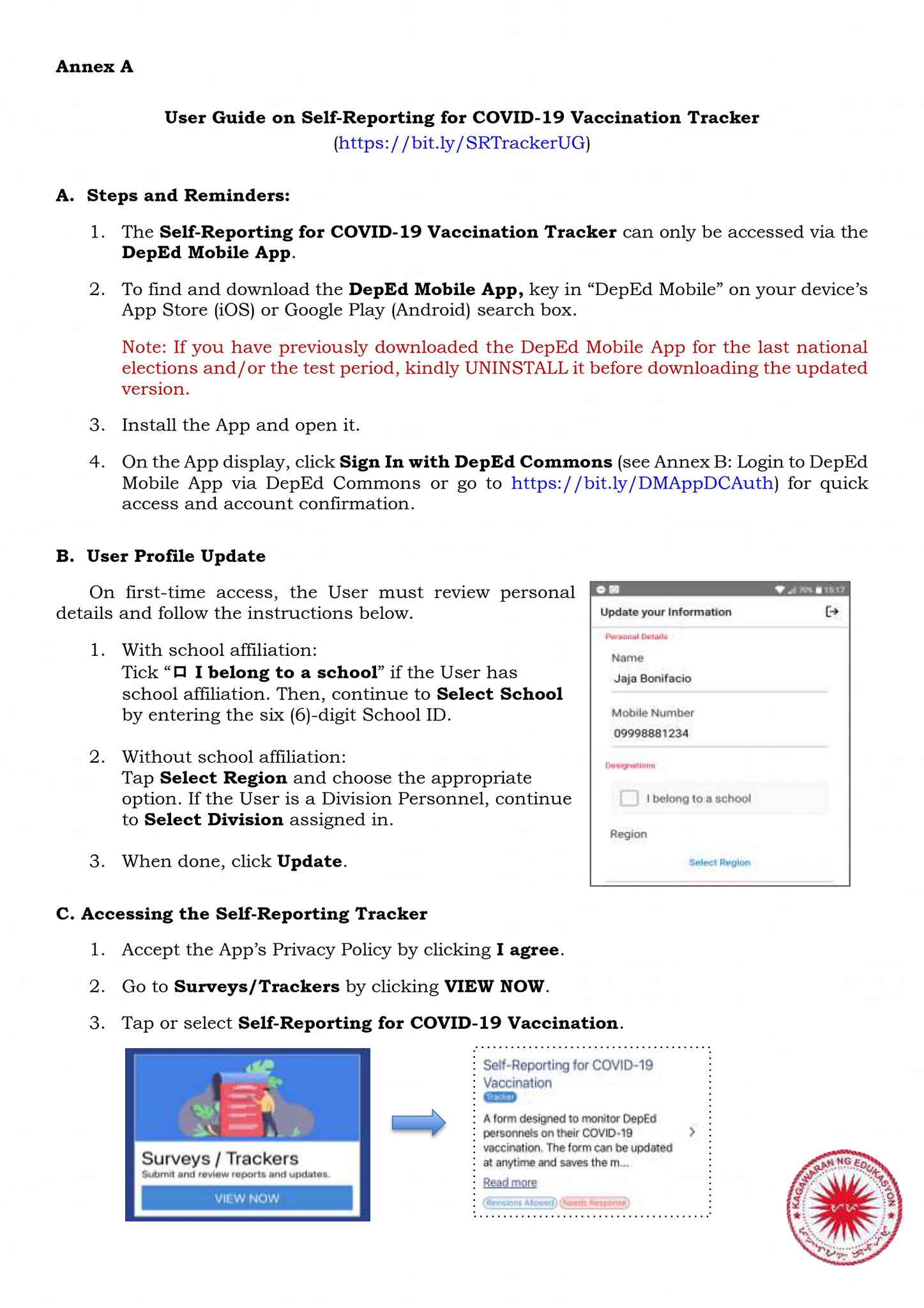 Mass dissemination of information on Self-Reporting for COVID-19 ...