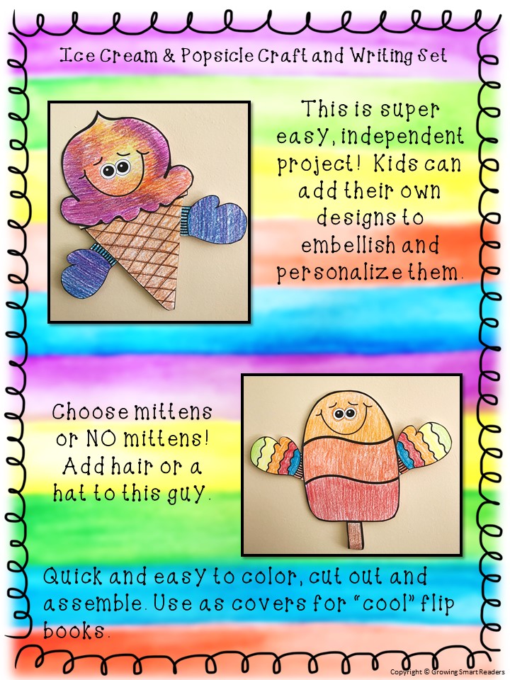 Growing Smart Readers: Ice Cream & Popsicles Writing & Craftivity