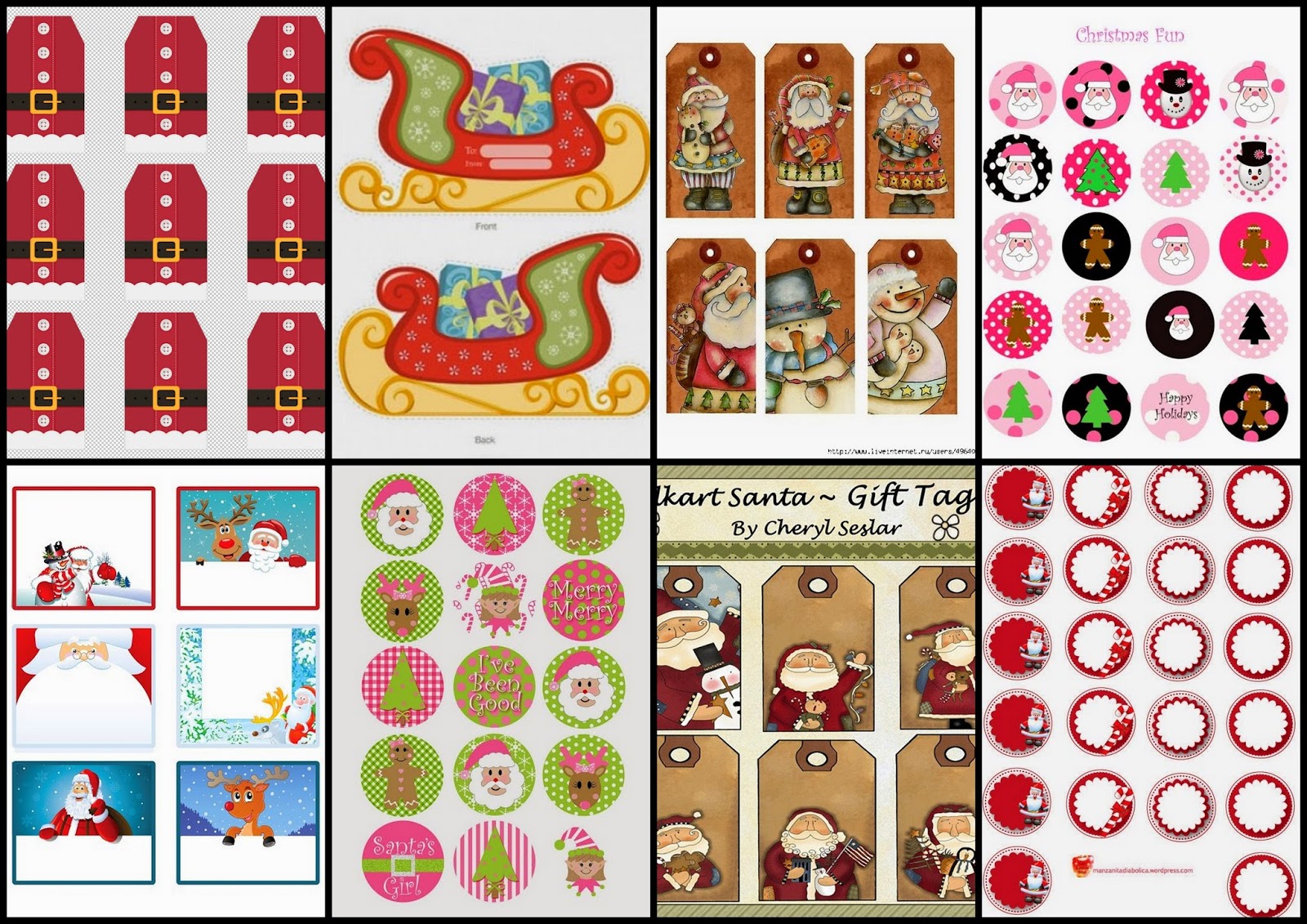 Santa Cute Free Printable Tags and Labels in Different Styles. - Oh My ...