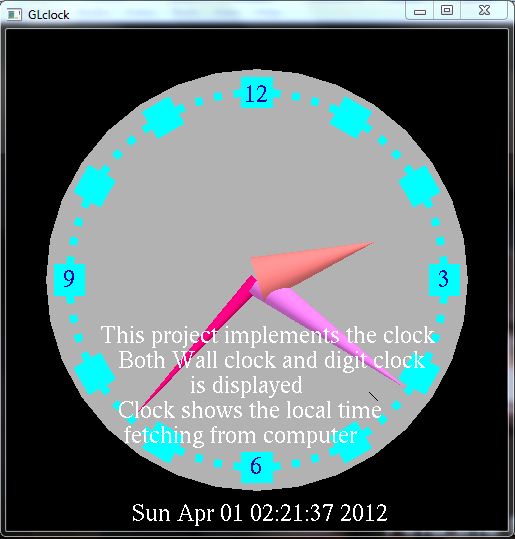 OpenGL Projects: A mini project on Clock using OpenGL OpenGL Projects: A mini project on Clock using OpenGL