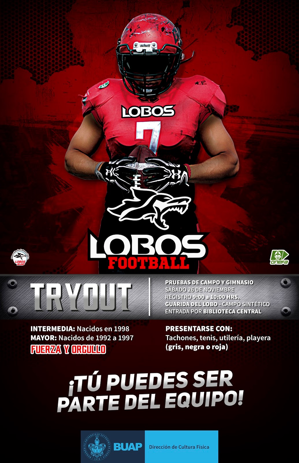 DeporPuebla: ANUNCIAN TRYOUT DEL EQUIPO DE FUTBOL AMERICANO LOBOS DE LA ...