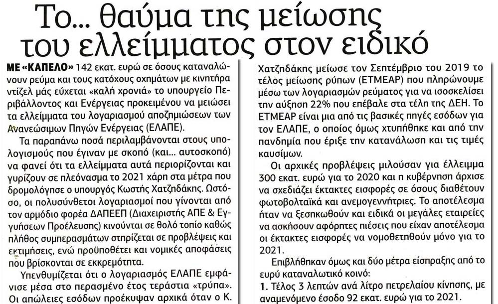 ΤΟ …ΘΑΥΜΑ ΤΗΣ ΜΕΙΩΣΗΣ ΤΟΥ ΕΛΛΕΙΜΜΑΤΟΣ ΣΤΟΝ ΕΛΑΠΕ – Premium Afo