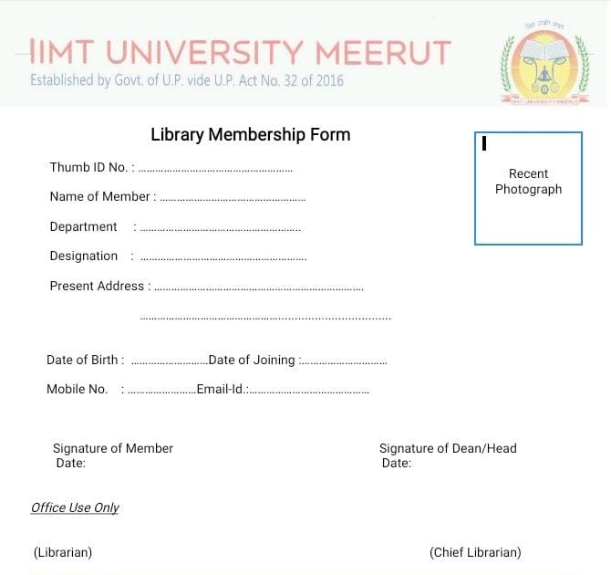 E-Library: Library Membership Form