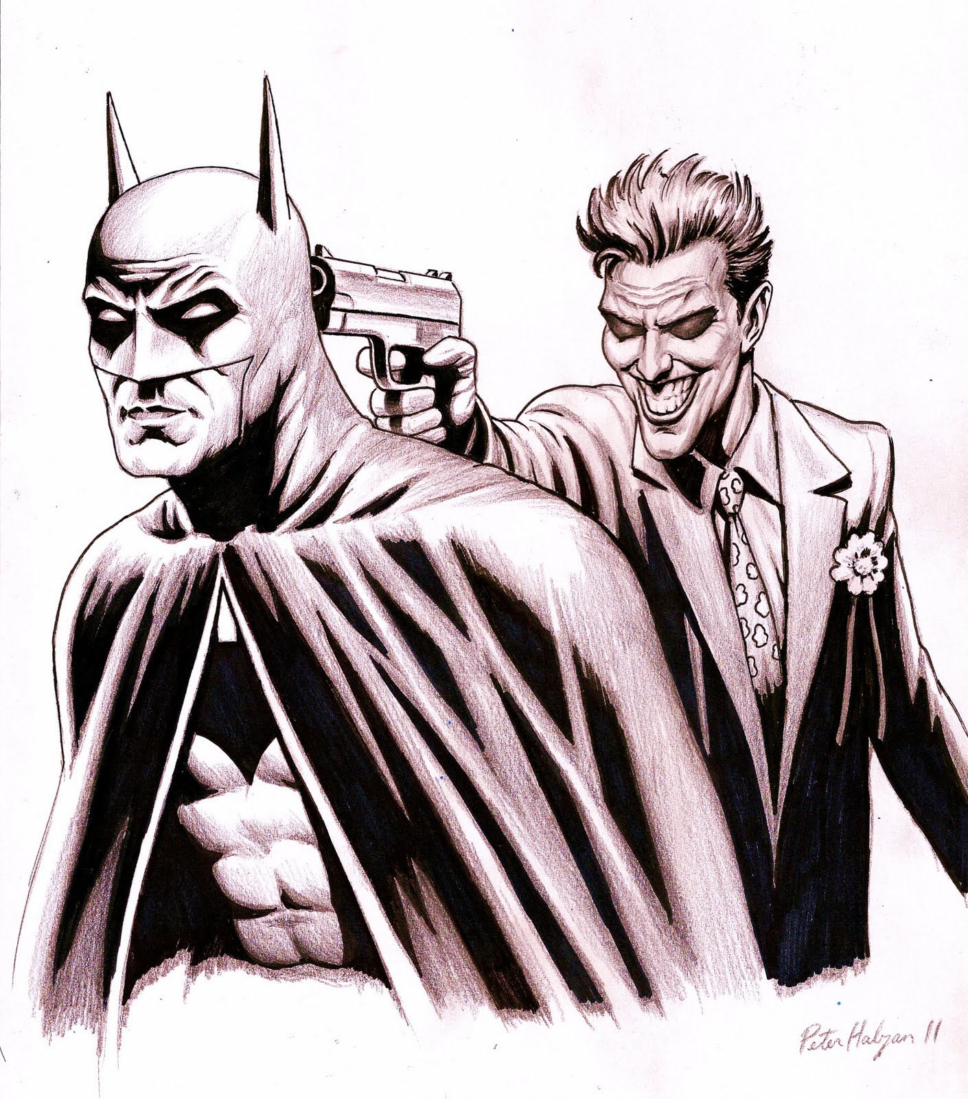 Batman And Joker Fighting Drawing