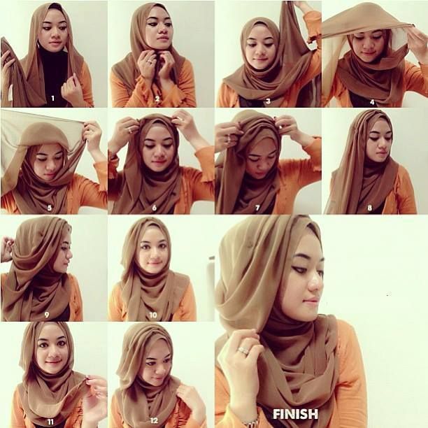 Cara Memakai Kerudung Segi Empat Untuk Wajah Bulat