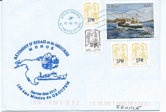 La Marcophilie Navale Envelopmer: Le BEM MONGE à Saint-Pierre et Miquelon