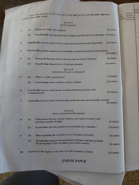 2018 WASSCE SOCIAL STUDIES THEORY