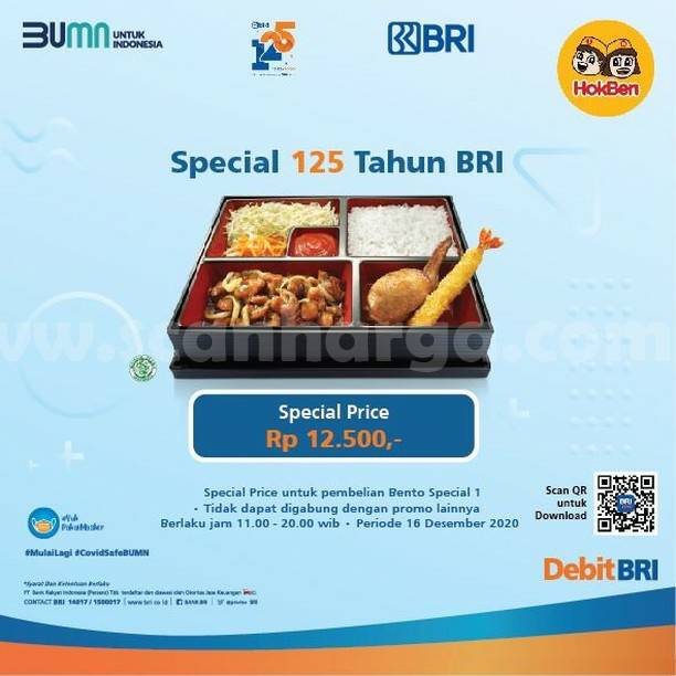 Hokben Promo Spesial Price – Beli Bento Spesial 1 hanya Rp 12.500 dengan Kartu Debit BRI - scanharga