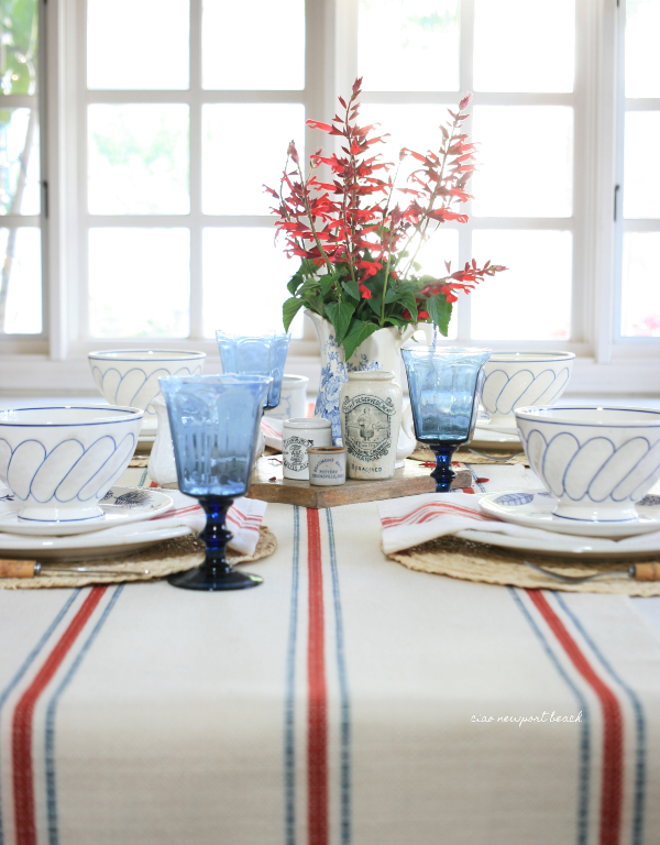 ciao! newport beach: a farmhouse table in red, white and blue
