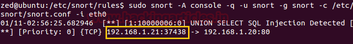 Detect Sql Injection Attack Using Snort Ids Hacking Articles