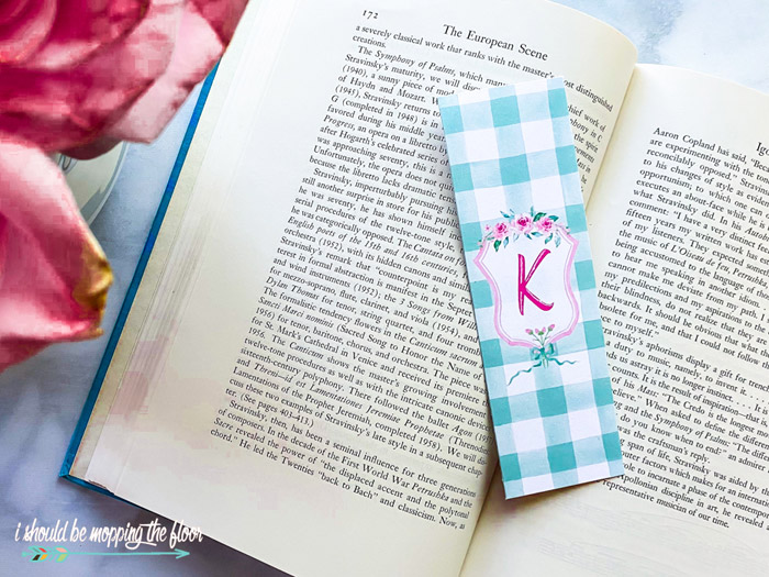Printable Bookmarks with Monogram Letters | i should be mopping the floor