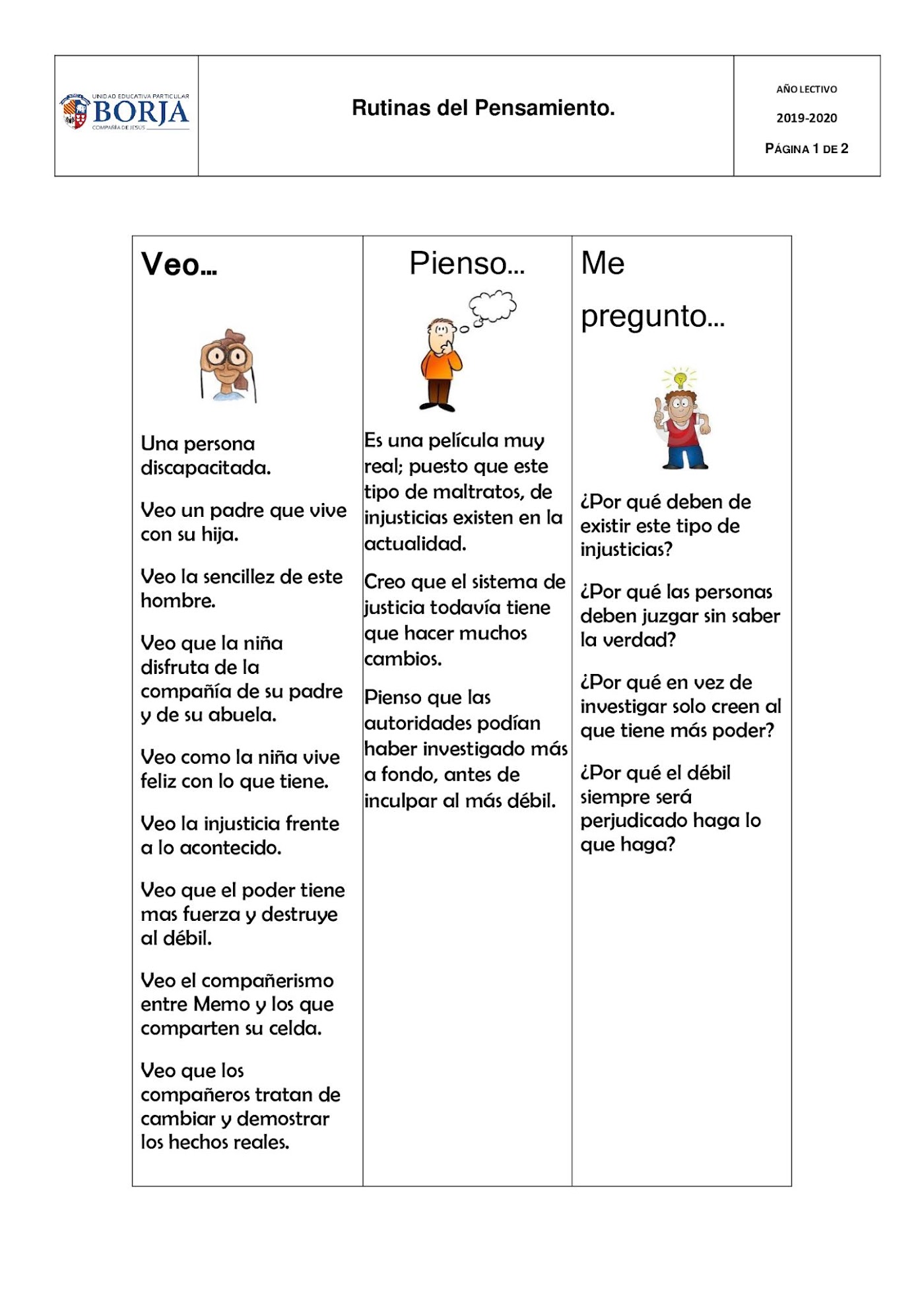 Rutina Veo - Pienso - Me pregunto