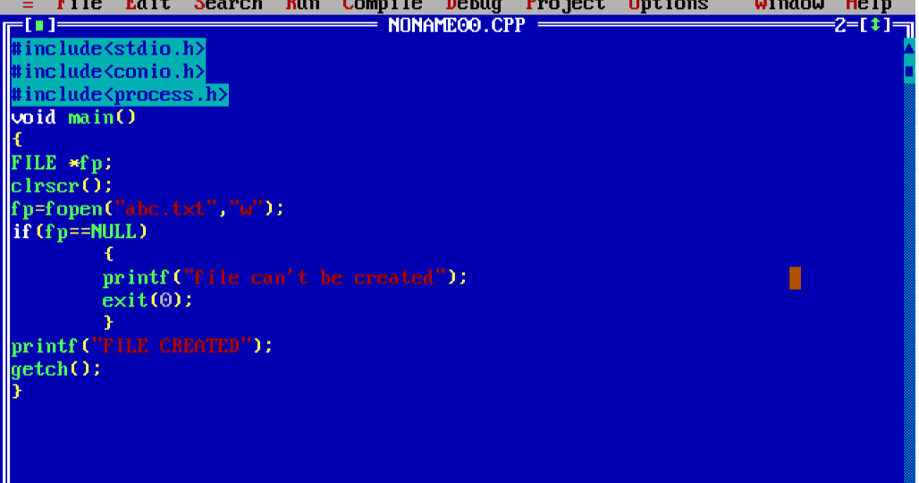 c program to create a blank text file