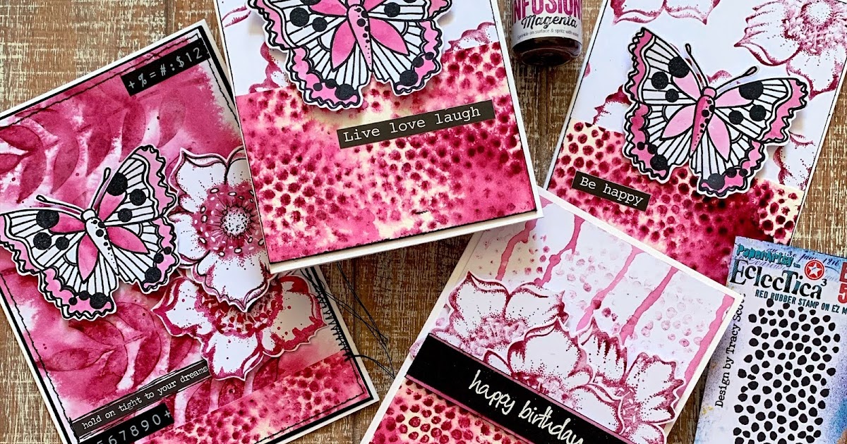Topflight Stamps: Raspberry Tracy Scott Flowers & Butterflies Cards