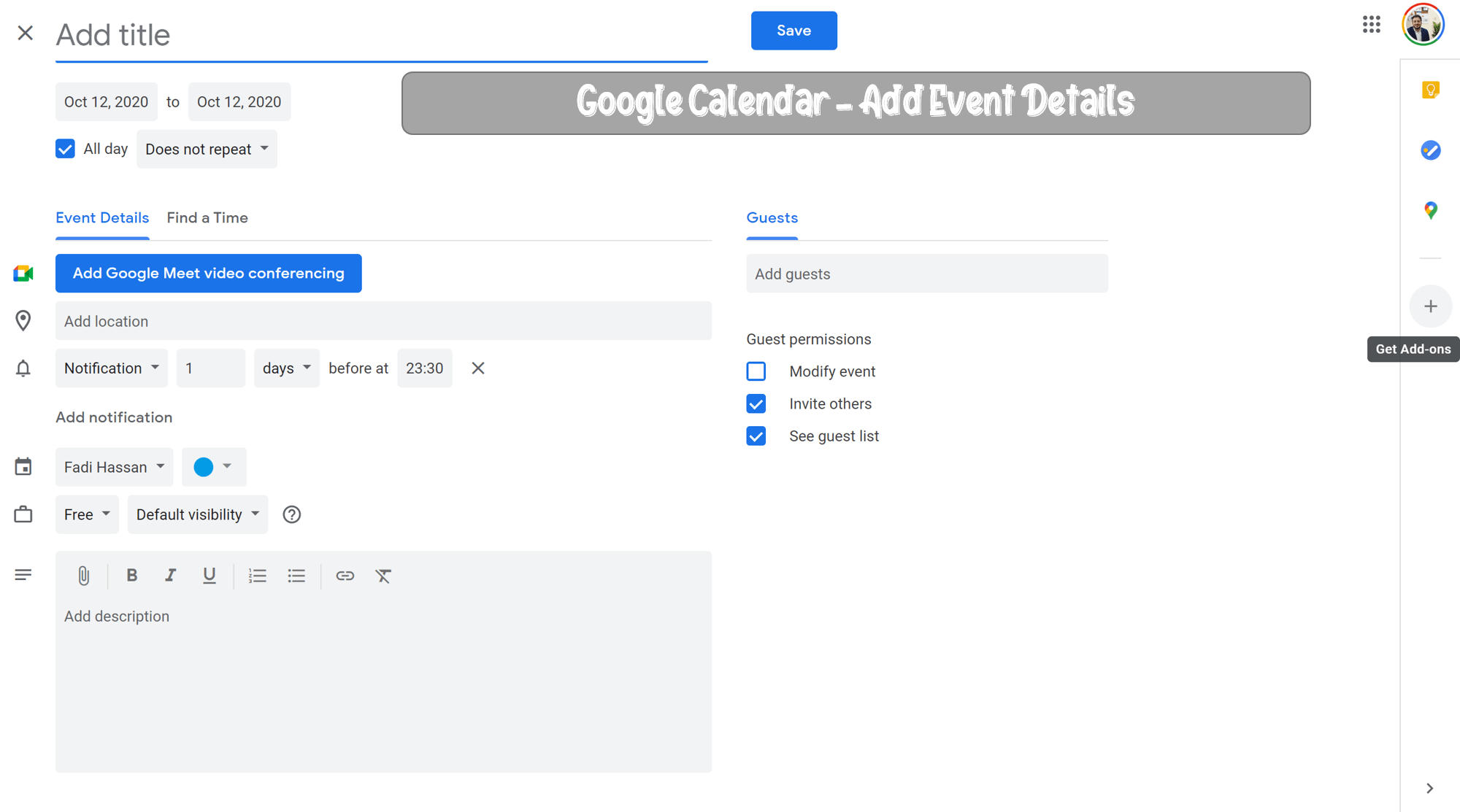 Time Management Using Google Calendar