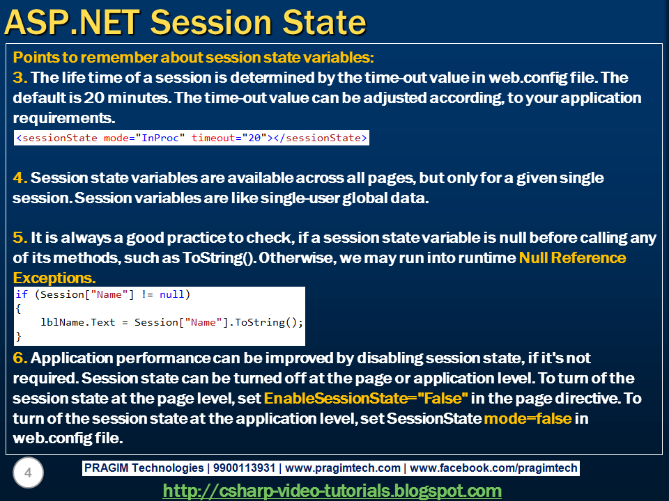 Sql Server Net And C Video Tutorial Part 62 Aspnet Sessionstate