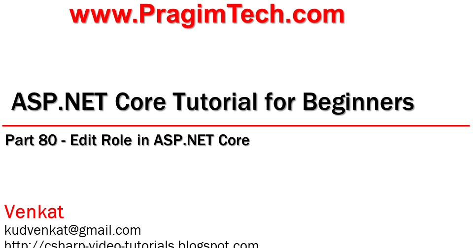 Sql server, .net and c# video tutorial: Edit role in asp.net core - Slides