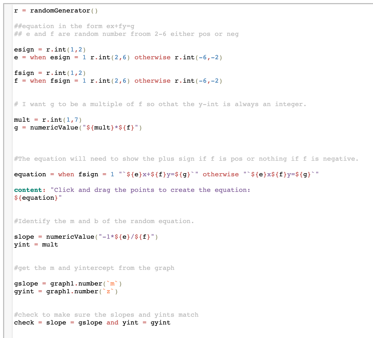 Desmos CL - Lesson 23: Random Standard Linear Equation to Graph