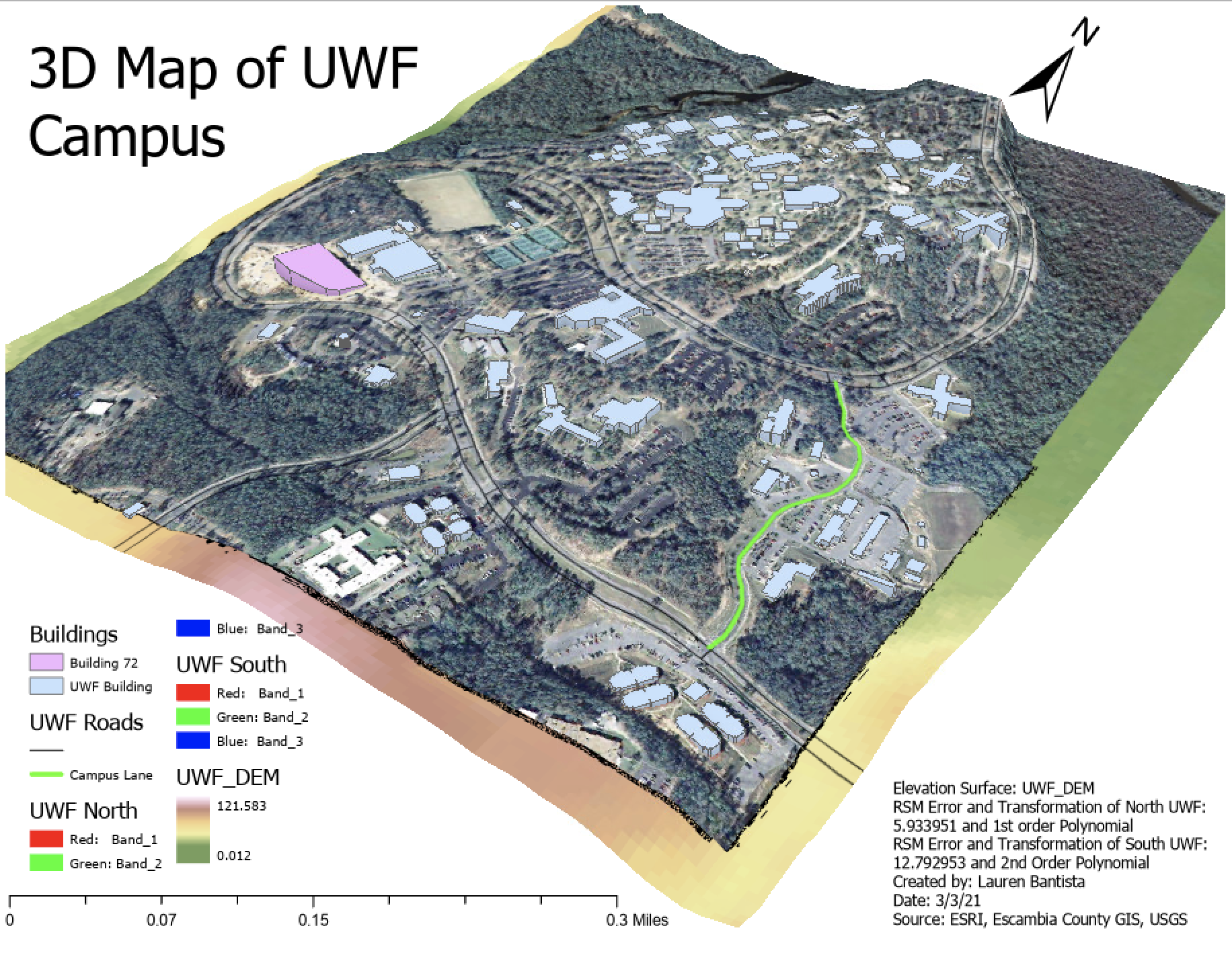 Lauren's GIS Blog : 3D View of UWF Campus - Georeference