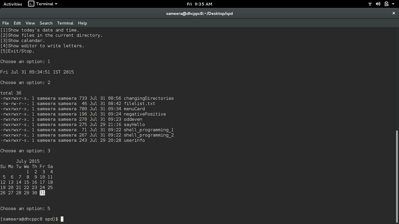 Simple BASH programming tutorials using Fedora 22