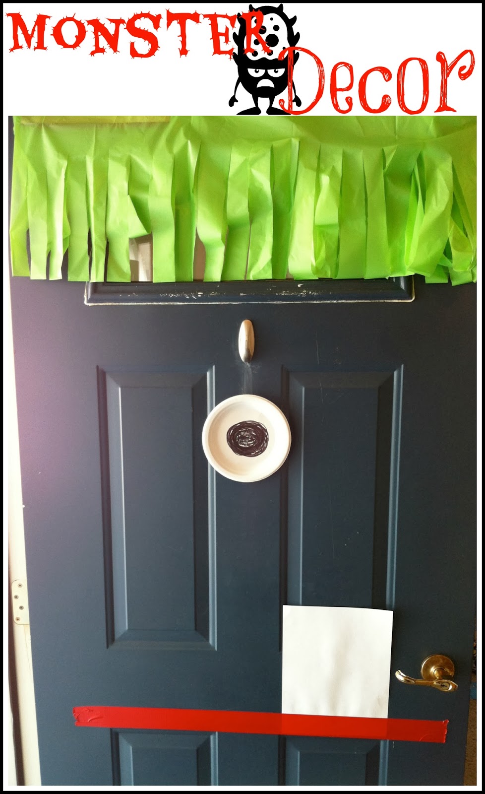 I folded a green plastic tablecloth in half and cut it to the width of ...