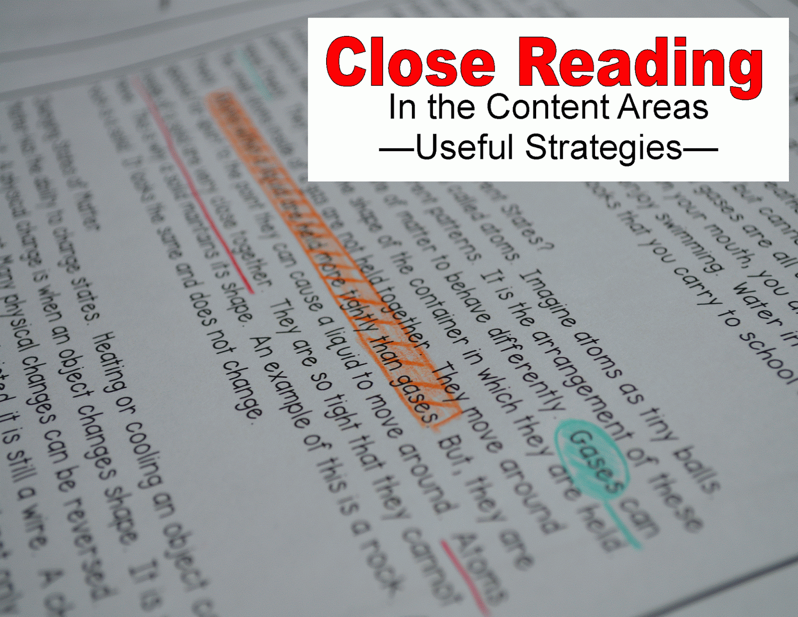 Literacy & Math Ideas: Close Reading in the Content Areas