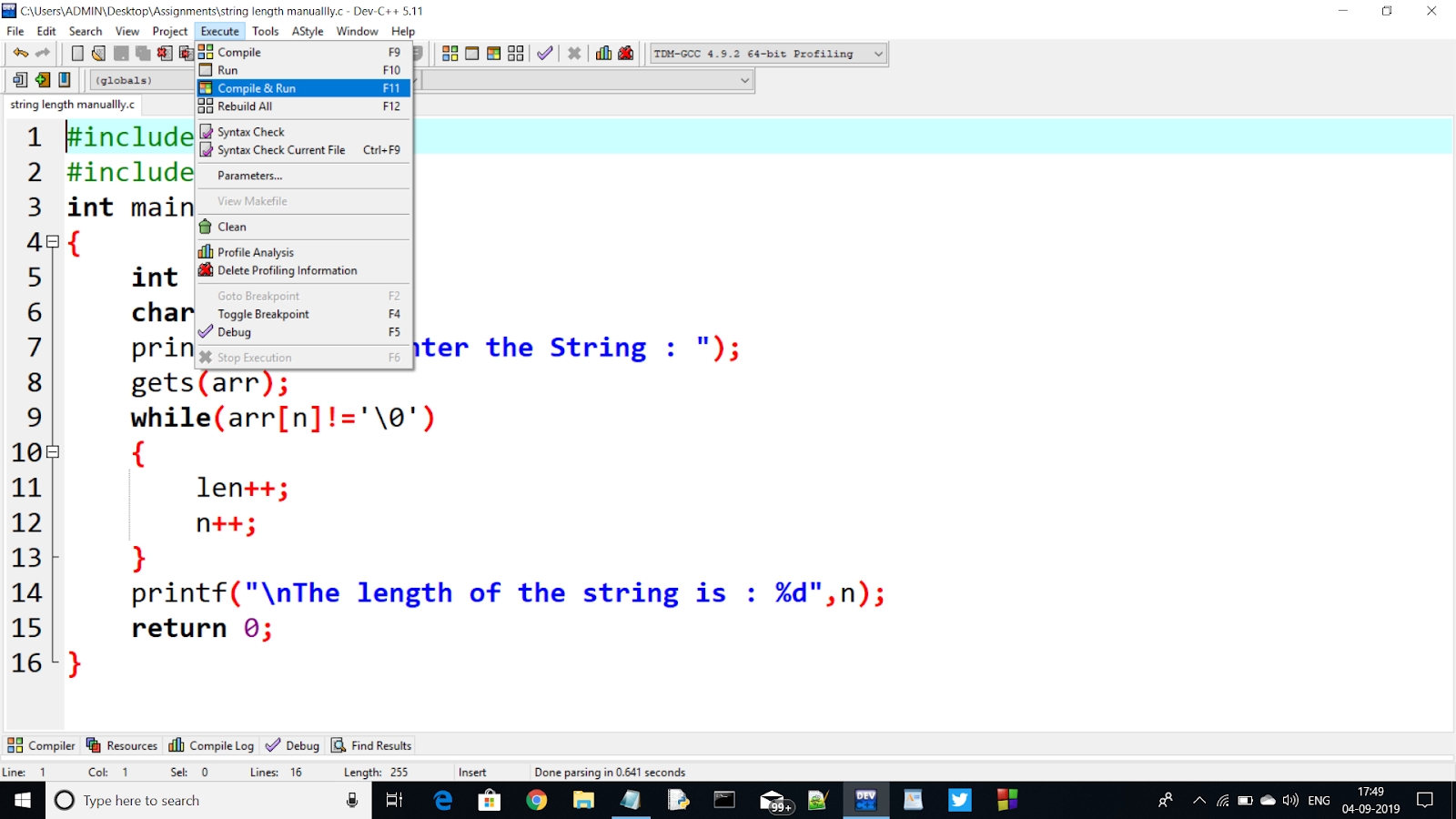 Length Of A String Not Using Strlen In C Language 0009
