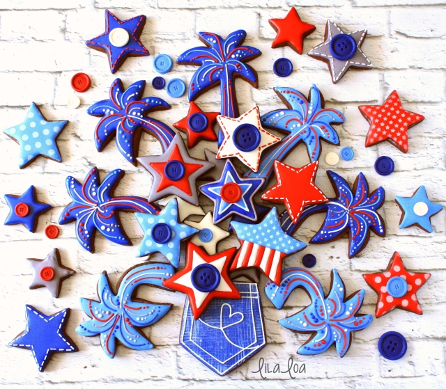 4th of July Decorated Pocket and Fireworks Cookies