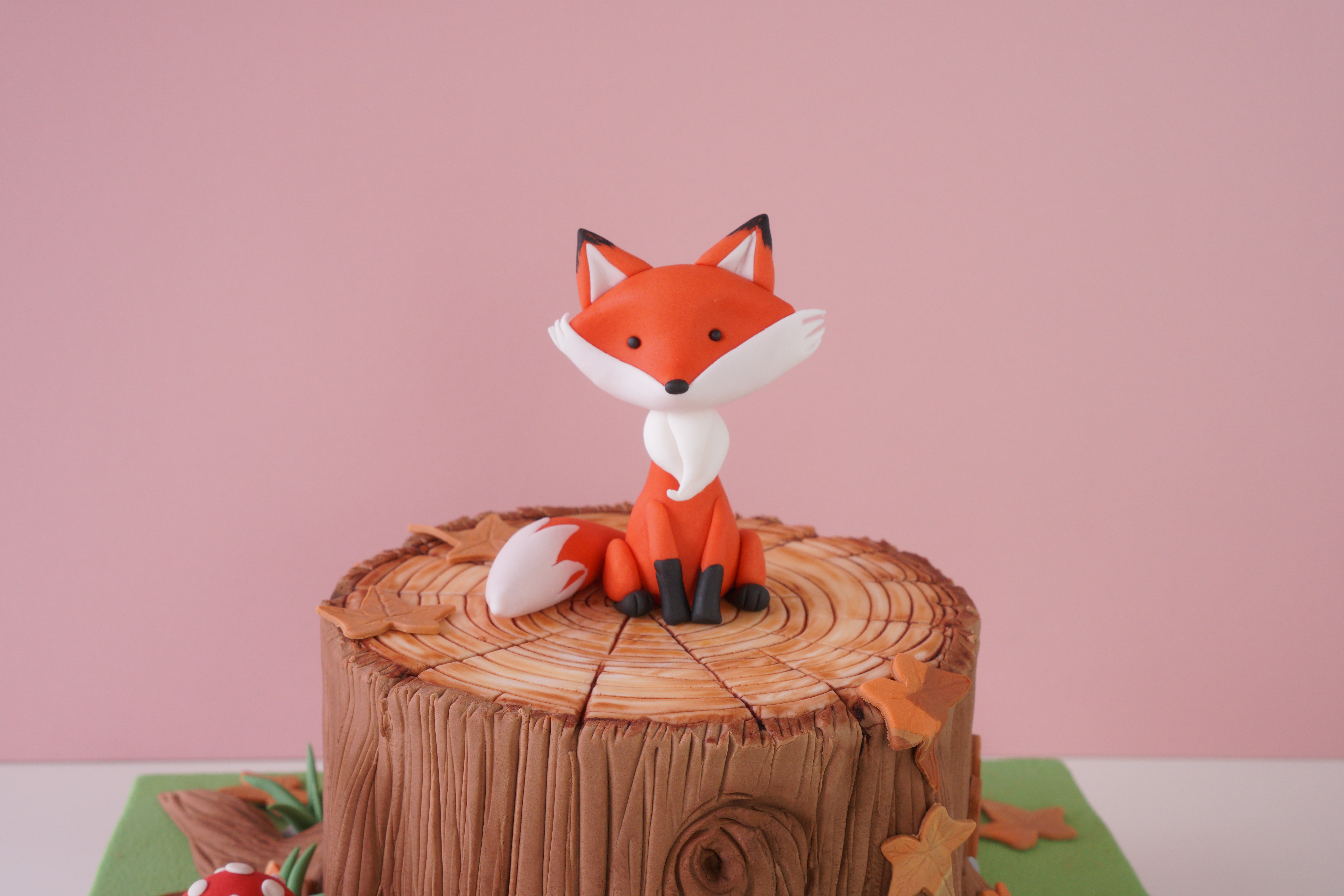 Woodland Tree Trunk Cake With a Fondant Fox