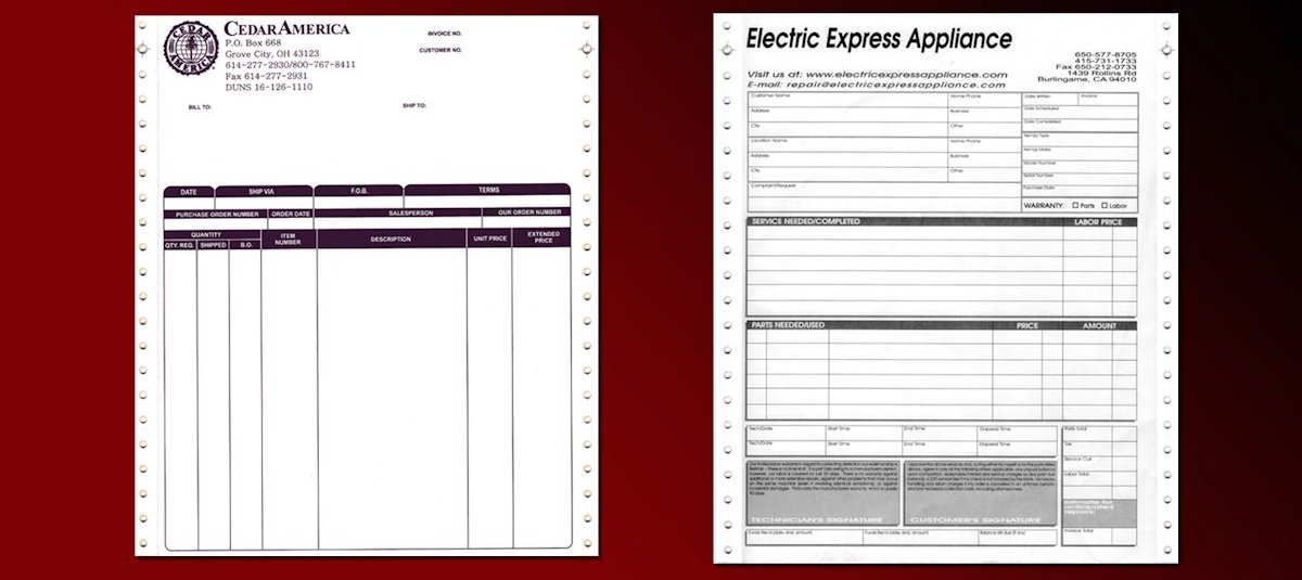 Perforated Invoice Paper - Invoice Template