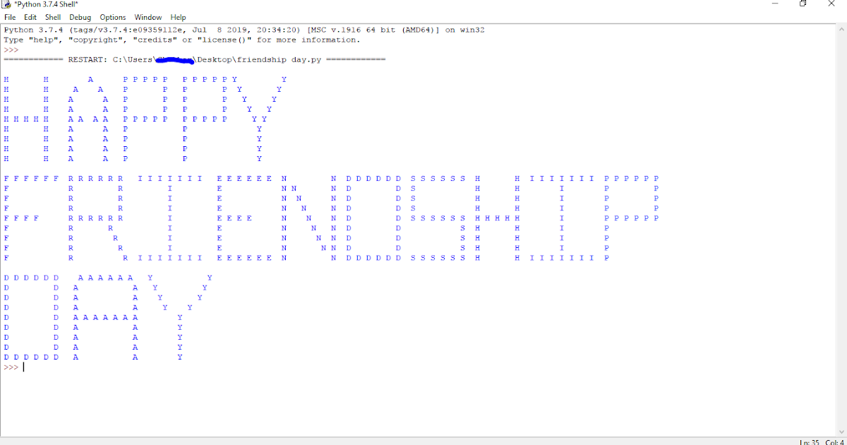 Wishing happy friendship day with python